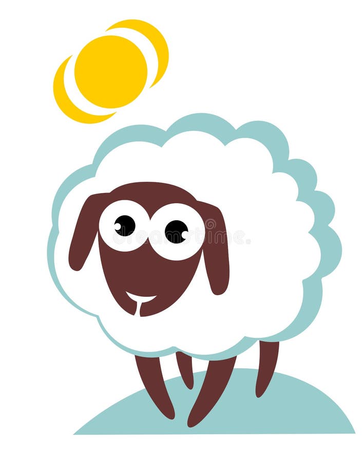 Sheep with sun isolated stock photo. Illustration of cute - 74287242
