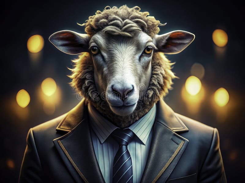 A Sheep in a Suit an AIGenerated Business Portrait in Dramatic LowLight ...