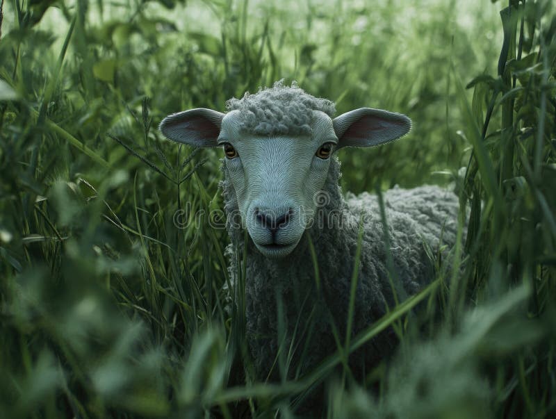 Sheep in tall grass stock photo. Image of agriculture - 388636094