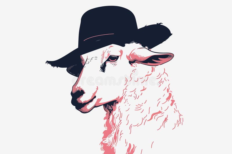 Sheep Wearing Black Hat Isolated Illustration Stock Vector ...