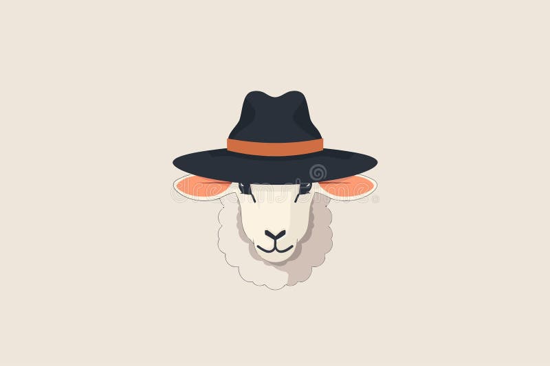 Sheep Wearing Black Hat Isolated Illustration Stock Vector ...