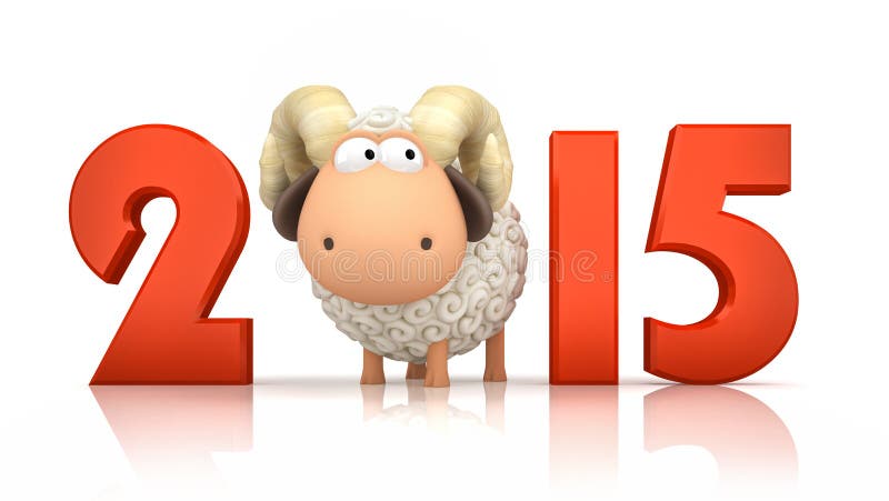 Symbol of 2015. Gold Sheep on Blue Background Stock Illustration ...
