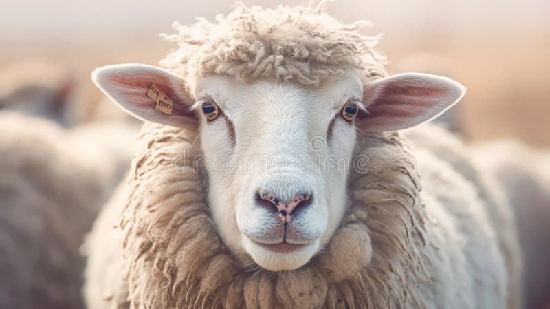 A Sheep with a White Face and Brown Ears. Stock Image - Image of flock ...