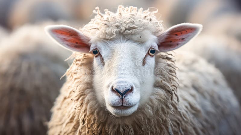 A Sheep with a White Face and Brown Ears. Stock Image - Image of white ...