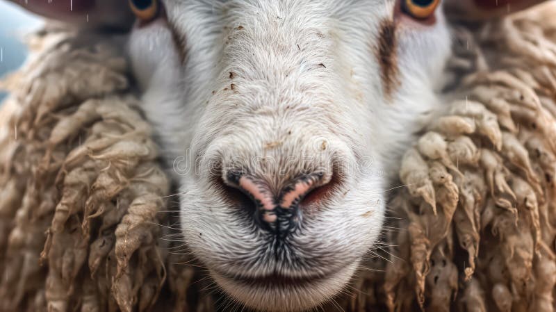 A Sheep with a White Face and Brown Ears. Stock Photo - Image of funny ...