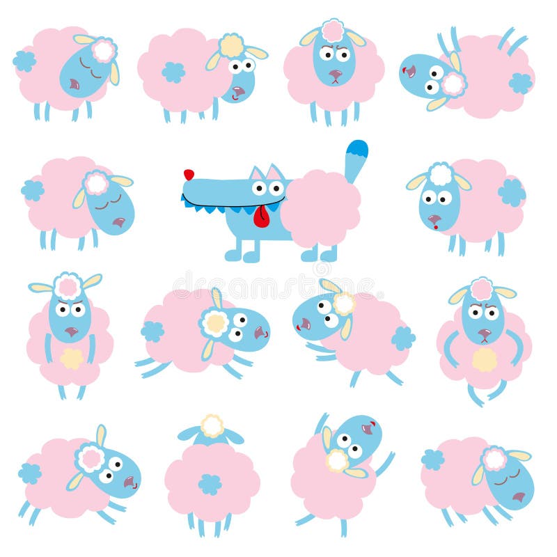 Sheep and wolf stock vector. Illustration of cheerful - 43170289