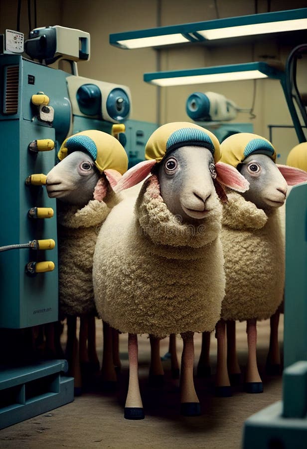 Sheep Work in a Factory. AI Generated Stock Illustration - Illustration ...