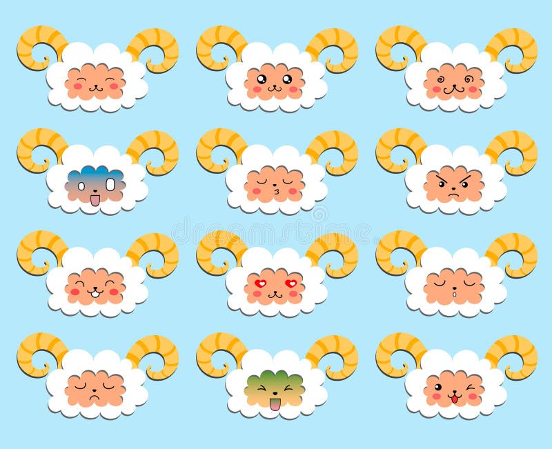 Sheeps emoticons. stock vector. Illustration of head - 54146133