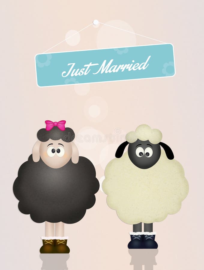 Sheeps in love stock illustration. Illustration of card - 64285826