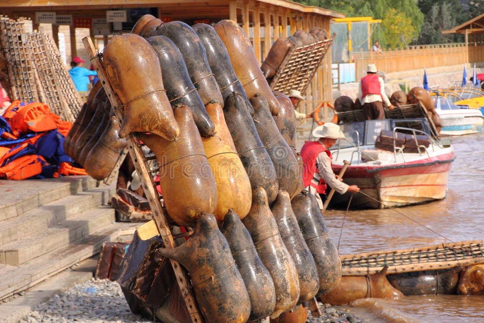 Sheepskin Raft in the Yellow River Editorial Photography - Image of ...
