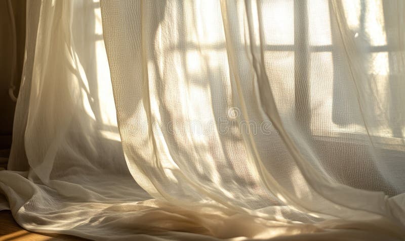 Sheer, Billowing Fabric, Softly Glowing with Sunlight Stock Photo ...