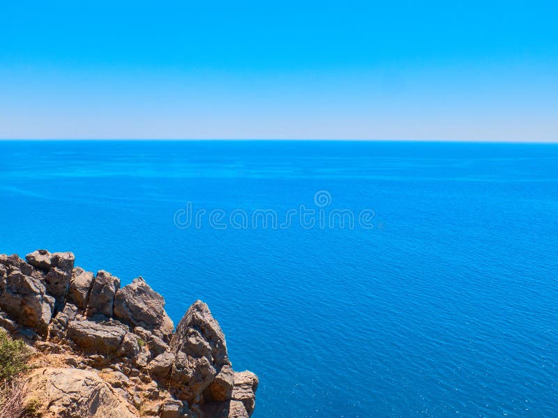 Sheer Cliff Above the Sea. Sea and Sky Landscape with Copy Space Stock ...