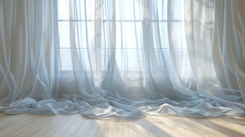 Sheer Curtains Blowing in the Wind, Sunlight Streaming through Window ...