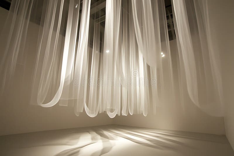 Sheer Fabric Installation Light and Shadow in an Interior Space Stock ...