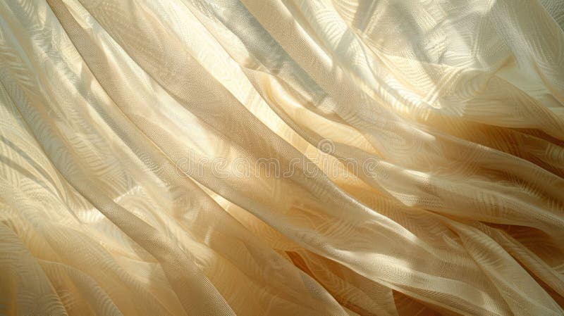 Sheer, Light Beige Curtains with Sunbeams Shining through, Creating a ...