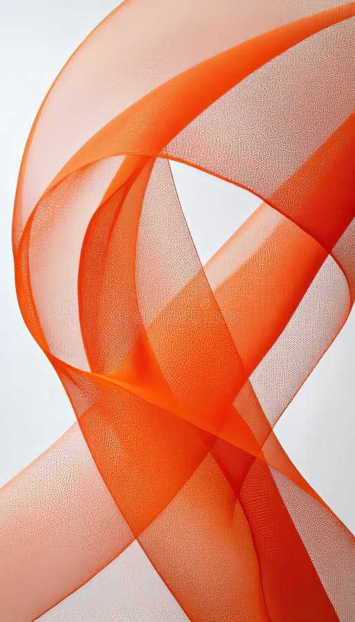 Sheer Orange Fabric Flowing and Abstract Shapes, Elegant Drapery and ...