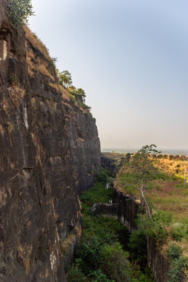 Daulatabad Fort S Deep Moat and Sheer Cliffs Stock Photo - Image of ...