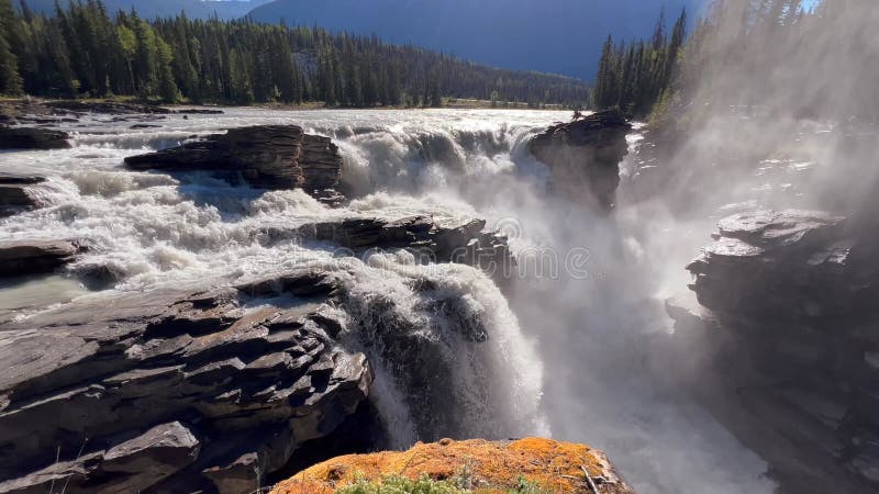 Sheer Volume and Force of the Athabasca River Tumbling Over a Wide ...