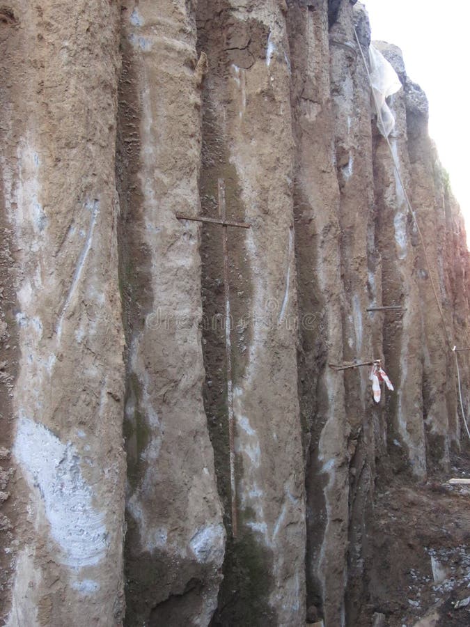 Sheer wall of deep pit stock photo. Image of wall, masonry - 150452488