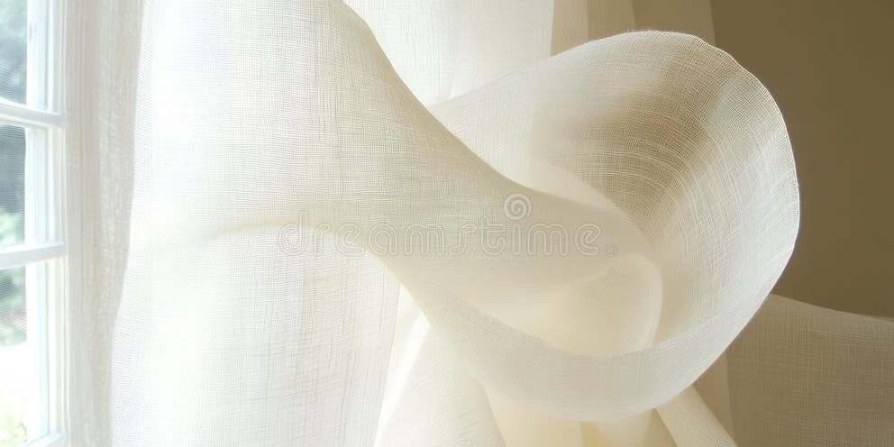 Sheer White Linen Drape Fabric Texture Elegant Soft Light Window Sheer ...