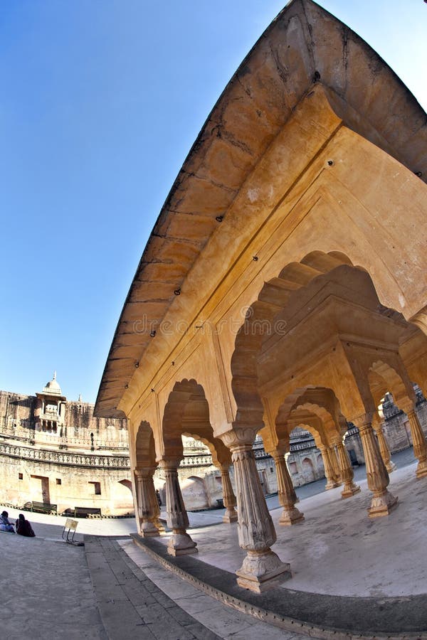 Sheesh Mahal Des Bernsteinfarbigen Forts In Jaipur, Indien Stockbild ...