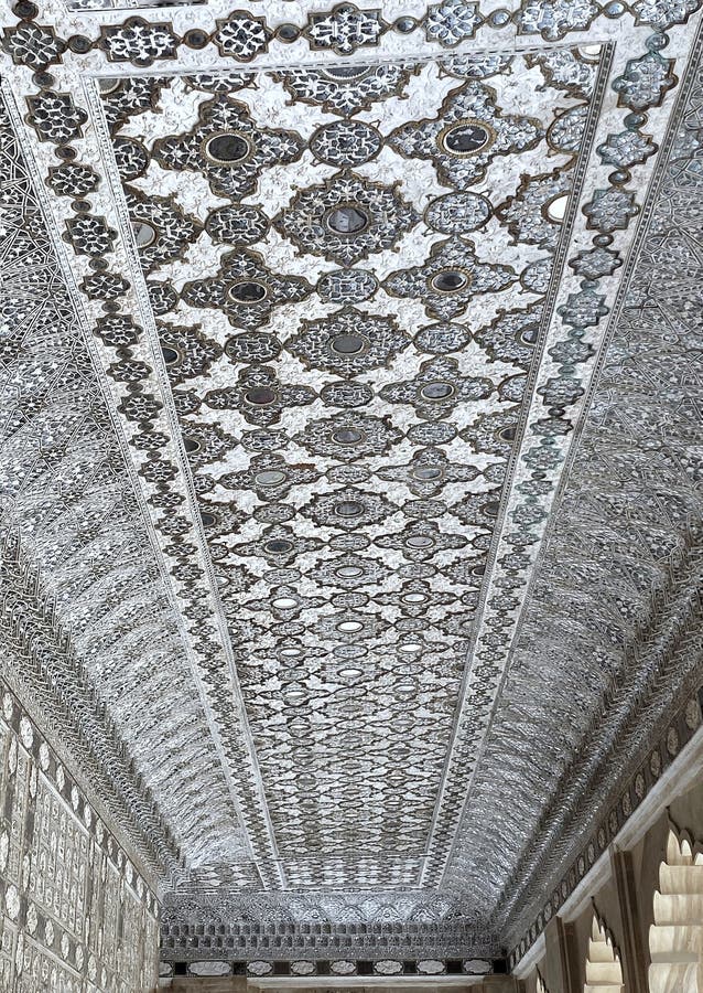 Sheesh Mehel Walls with Pattern in Amer Fort in Jaipur Stock Image ...