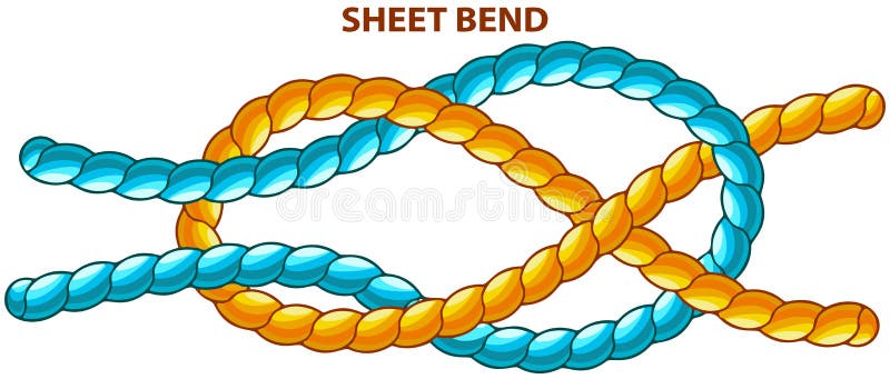 Sheet Bend Isolated on White. Modification of Straight Knot Where First ...