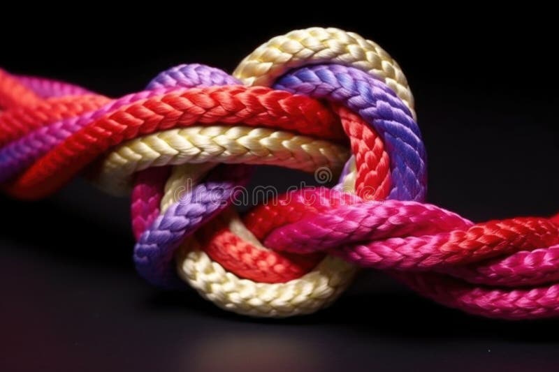 Sheet Bend Knot Connecting Two Different Colored Ropes Stock ...