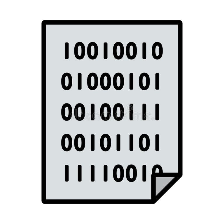 Sheet with Binary Code Icon Stock Vector - Illustration of coding ...