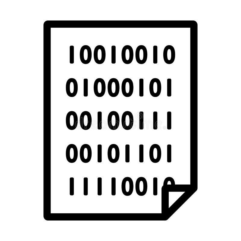 Sheet with Binary Code Icon Stock Vector - Illustration of line ...