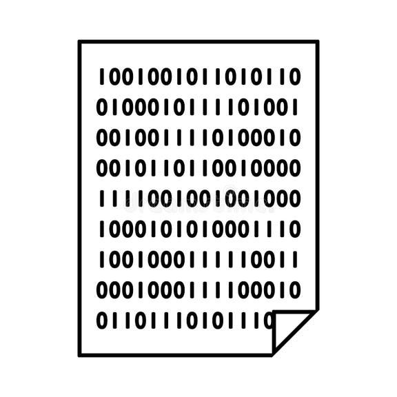Sheet with Binary Code Icon Stock Vector - Illustration of coding ...