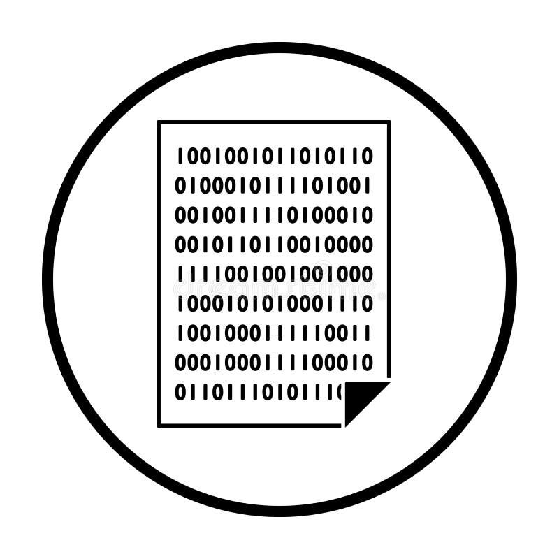 Sheet with Binary Code Icon Stock Vector - Illustration of matrix, bold ...