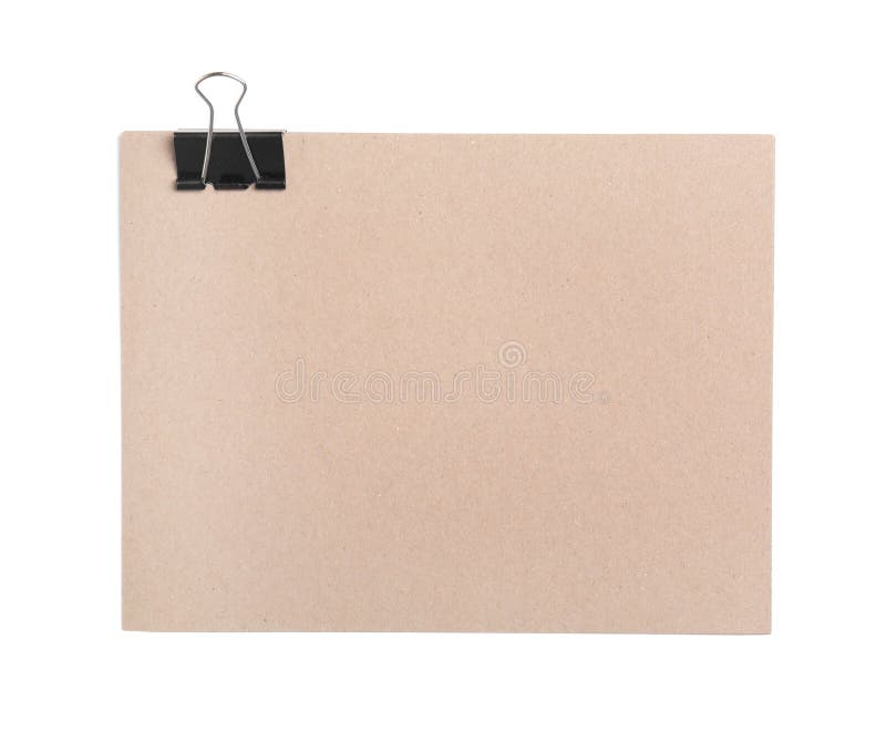 Sheet of Brown Paper with Clip Isolated on White, Top View Stock Image ...