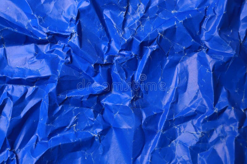Sheet of Crumpled Blue Paper As Background, Top View Stock Photo ...