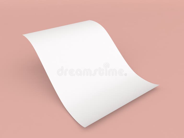 A Sheet of Curved A4 Paper on a Orange Background. Stock Illustration ...