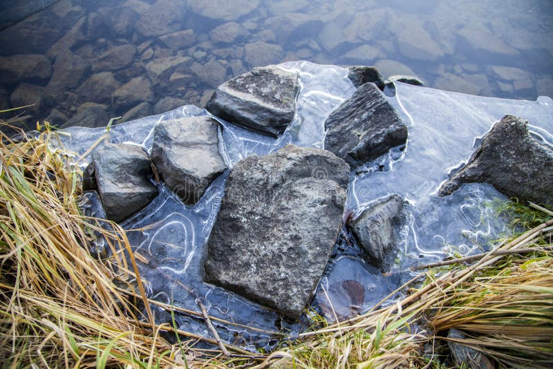 Sheet of ice on stones stock photo. Image of arctic, polar - 84625720