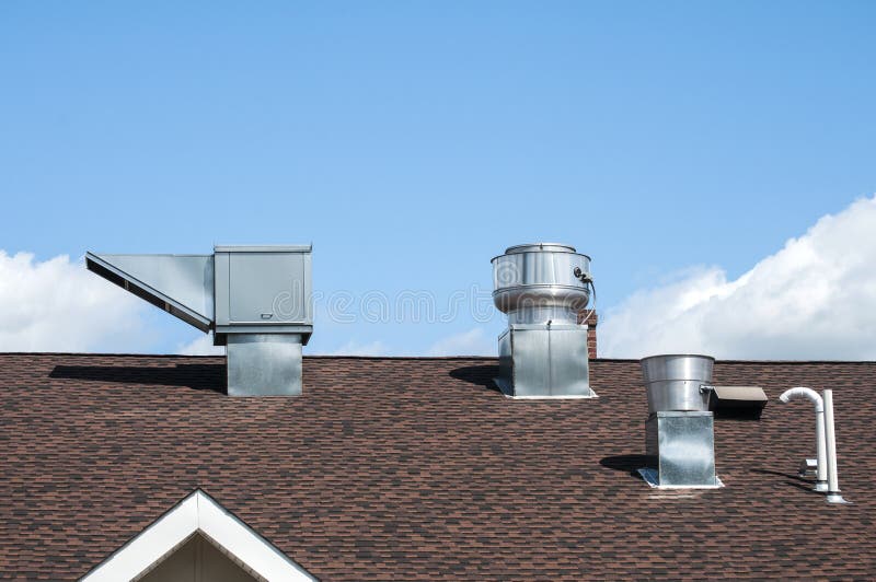 Sheet Metal Air Ducts on Rooftop Stock Image - Image of metal ...
