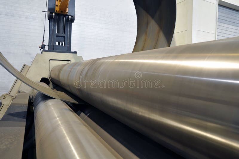 Sheet Metal Bending on an Industrial Roller Machine. Stock Image ...