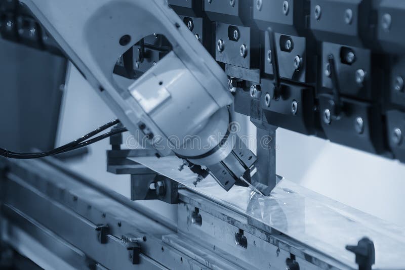 Automatic Sheet Metal Bending Process by Robotic Arm Stock Image ...