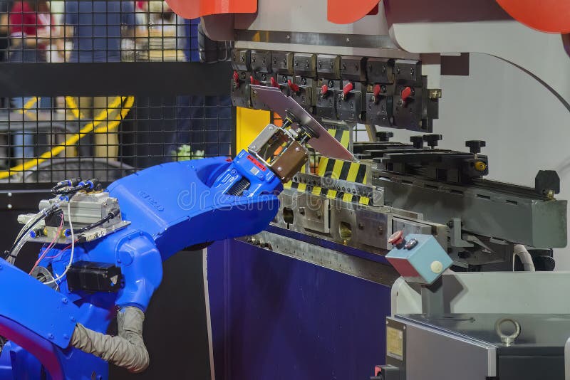 Automatic Sheet Metal Bending Process by Robotic Arm Stock Image ...