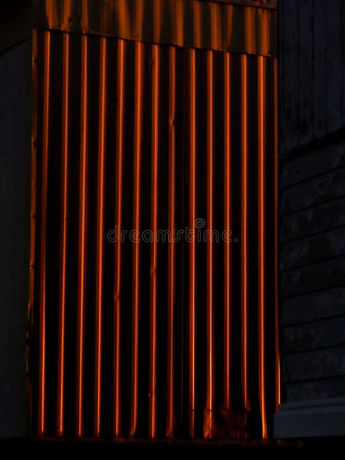 Sheet Metal Grooves Sunset Highlight Stock Image - Image of light, gold ...