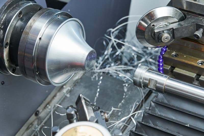 Sheet Metal Forming Processes. Spinning Blank on Cnc Lathe Machine ...