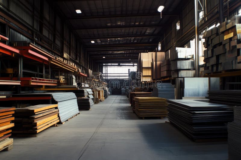 Sheet Metal Inventory Display in Large Warehouse. Stock Illustration ...