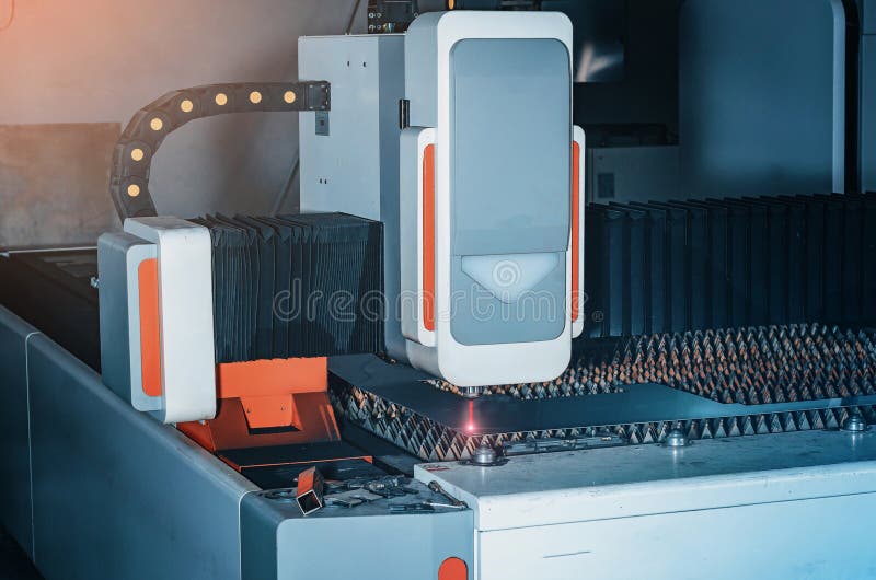 Sheet Metal Laser Cutting Machine in Modern Workshop Stock Photo ...