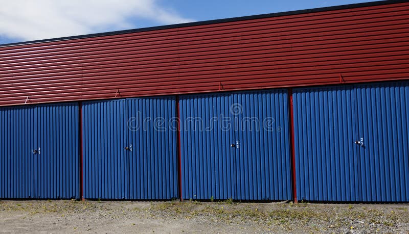 Sheet Metal Storage for Rent in a Row Stock Image - Image of metal ...