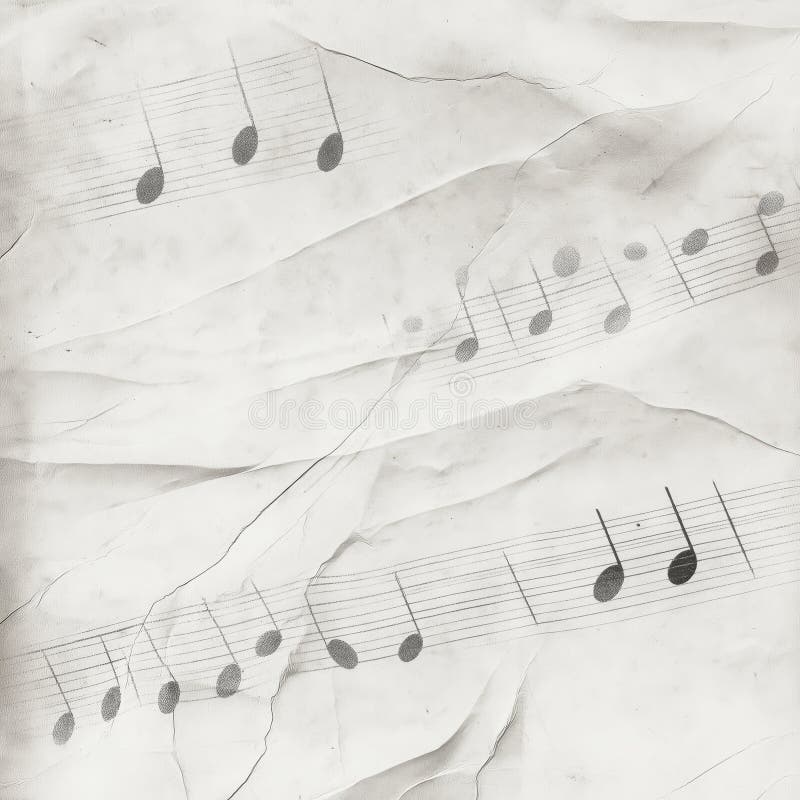 Sheet Music with Abstract Musical Notes on Textured Paper Background ...