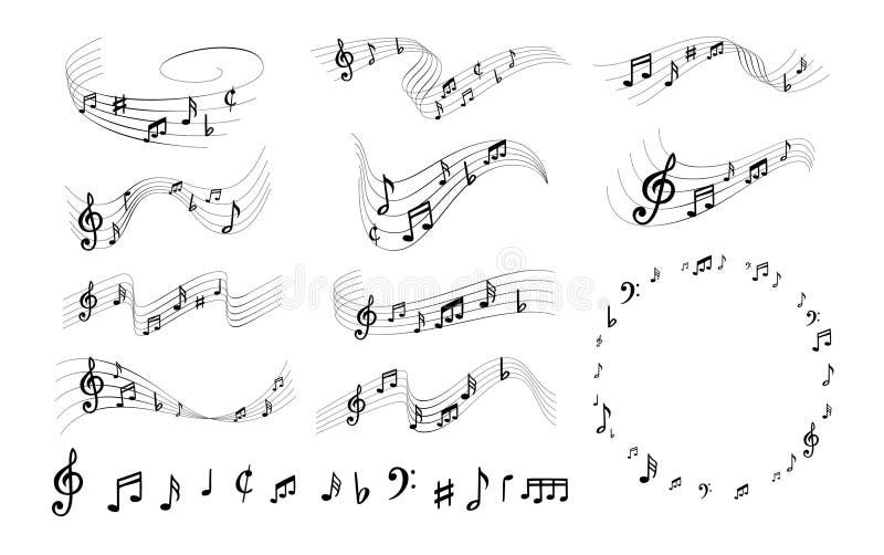 Sheet Music Notes. Elegant Musically Lines, Musical Notation Swirls ...