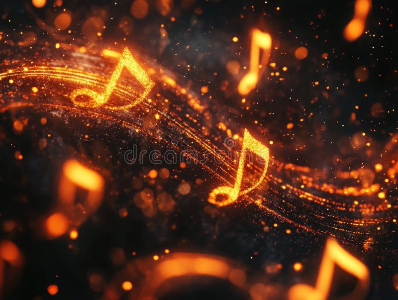 Sheet music notes emerging stock photo. Image of generated - 378789202