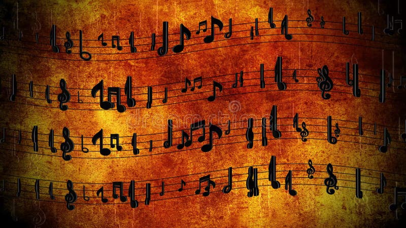 Sheet Music with Notes in Motion Loop Animation. Notes Flow Over the ...