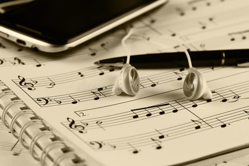 Sheet Music with a Number of Accessories Stock Image - Image of ...